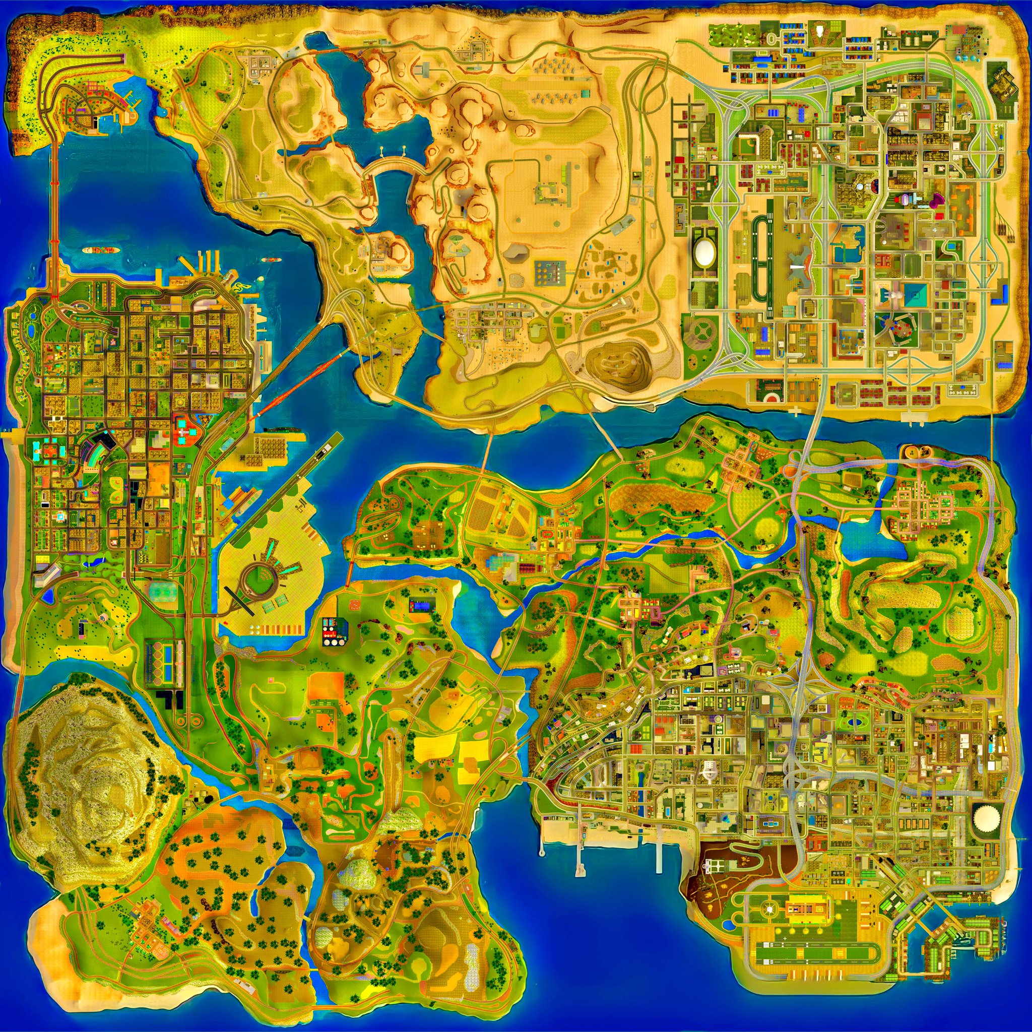 Gta San Andreas Map With Place Names GTA San Andreas Satellite Map