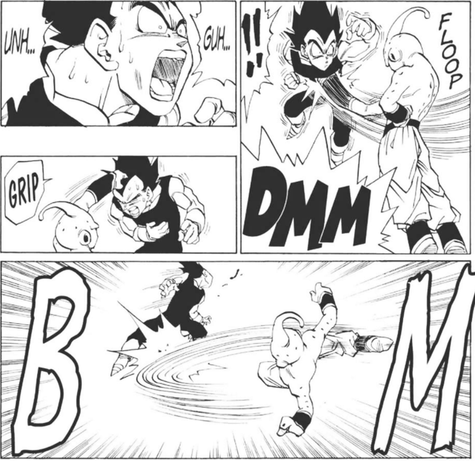Kid Buu Beats Up And Attacks Vegeta .. | Dragon Ball Manga Panels さんの ...