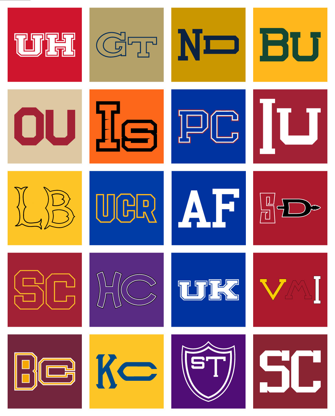 College Team Logos Colors