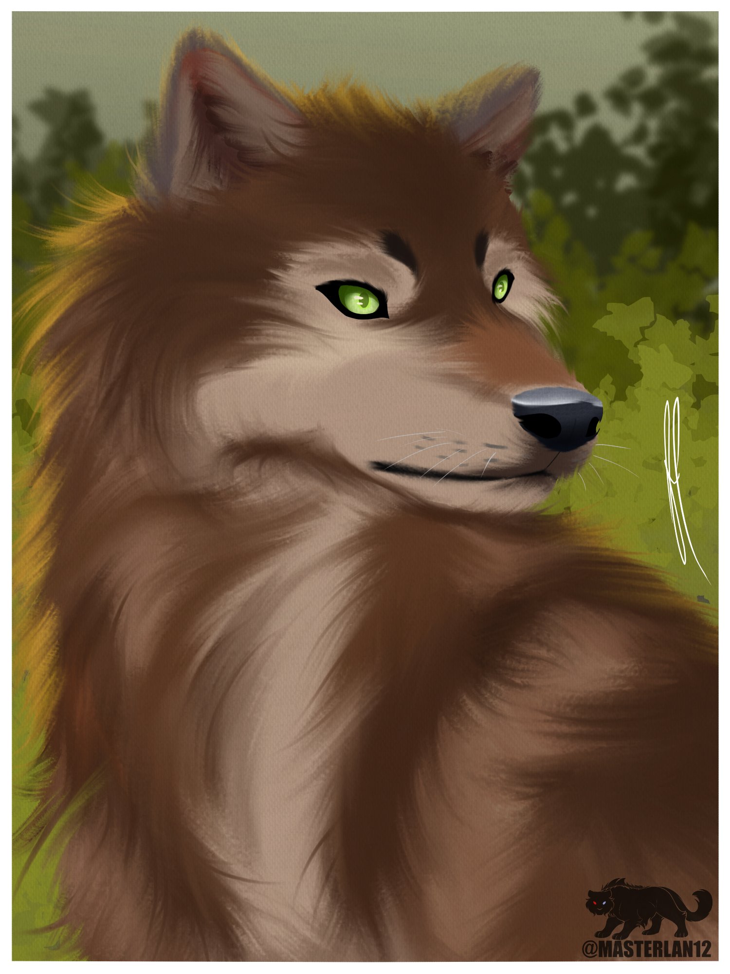 Anime Brown Wolf With Blue Eyes