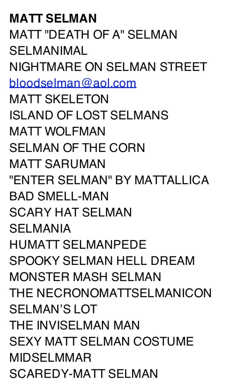 Matt Selman on Twitter: "All my Halloween names so far (not all of them great) https://t.co ...
