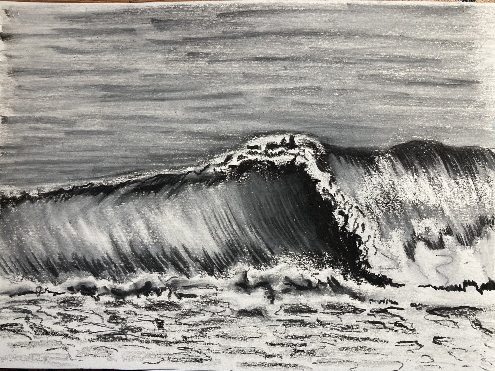 How To Draw Ocean Waves With Charcoal