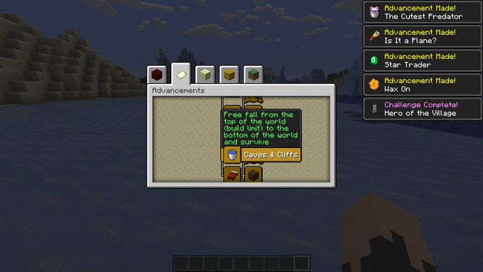List of new advancements in Minecraft 1.18 update