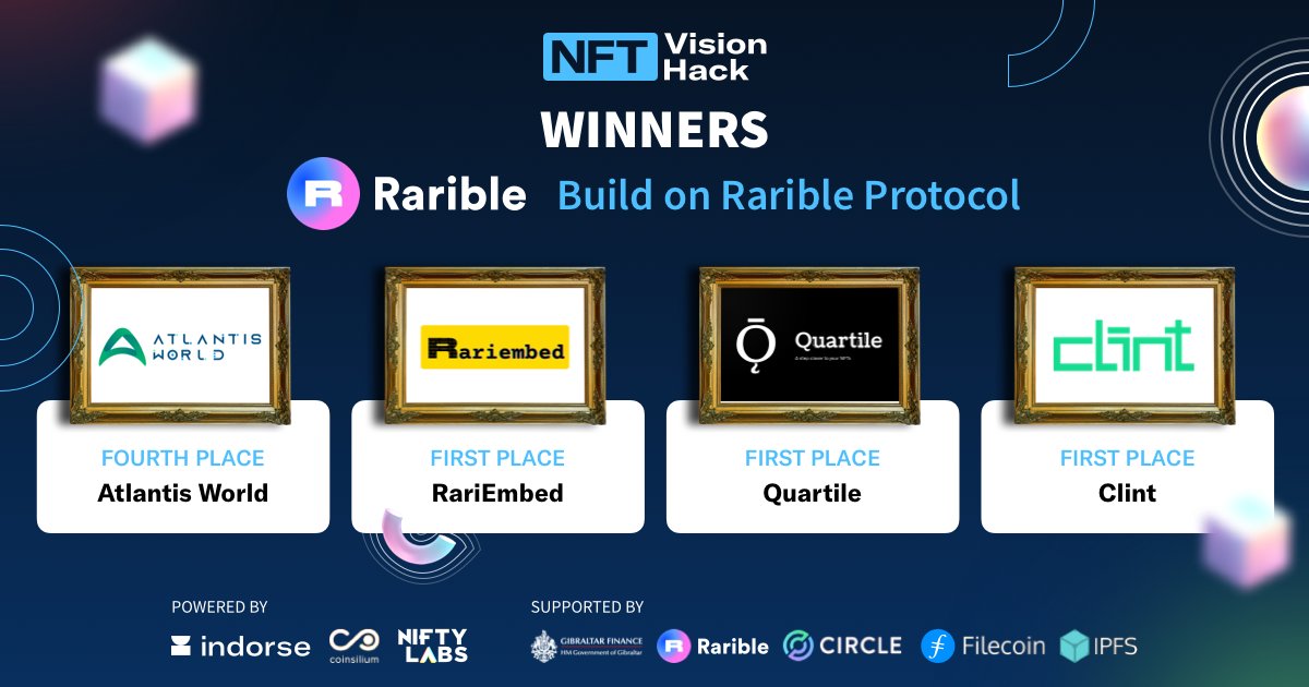 NFT Vision Hack on Twitter: "🏆 Winners of the @rarible & @raribledao track! Check the Award ...