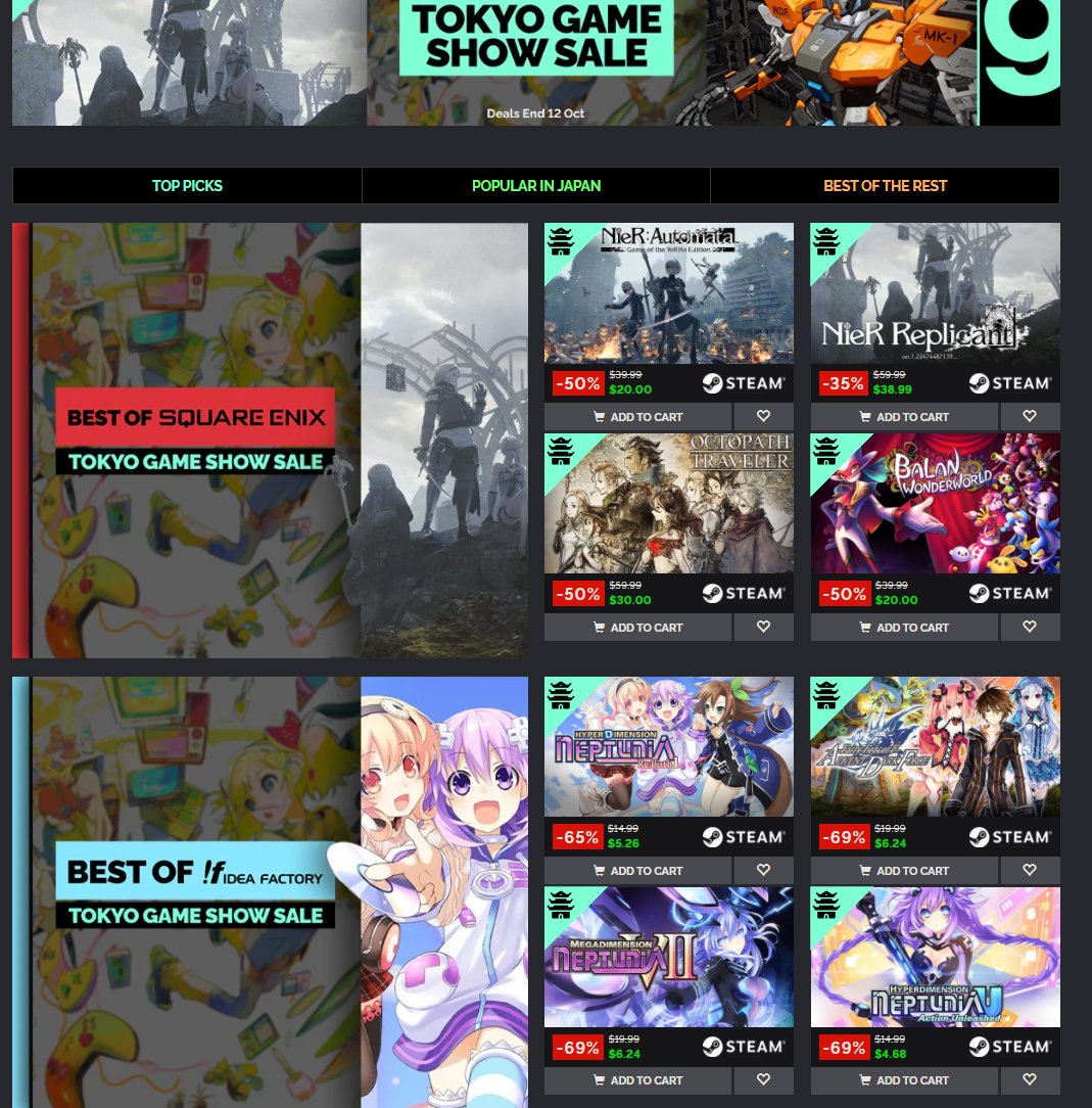 Wario64 on Twitter: "Tokyo Game Show sale on GMG https://t.co/uLE65LXMeu Best of Square Enix ...