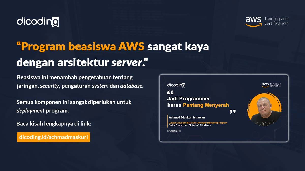 dicoding on Twitter: "Lewat program Cloud and Back-End Developer Scholarship, Maskuri mendapat ...