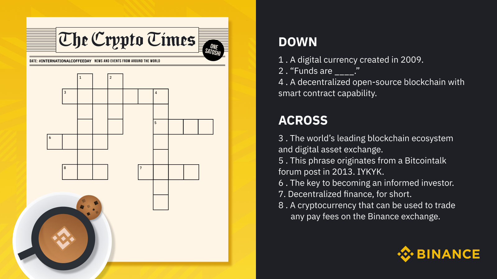 Binance on Twitter: "A little Crypto Times crossword for # ...