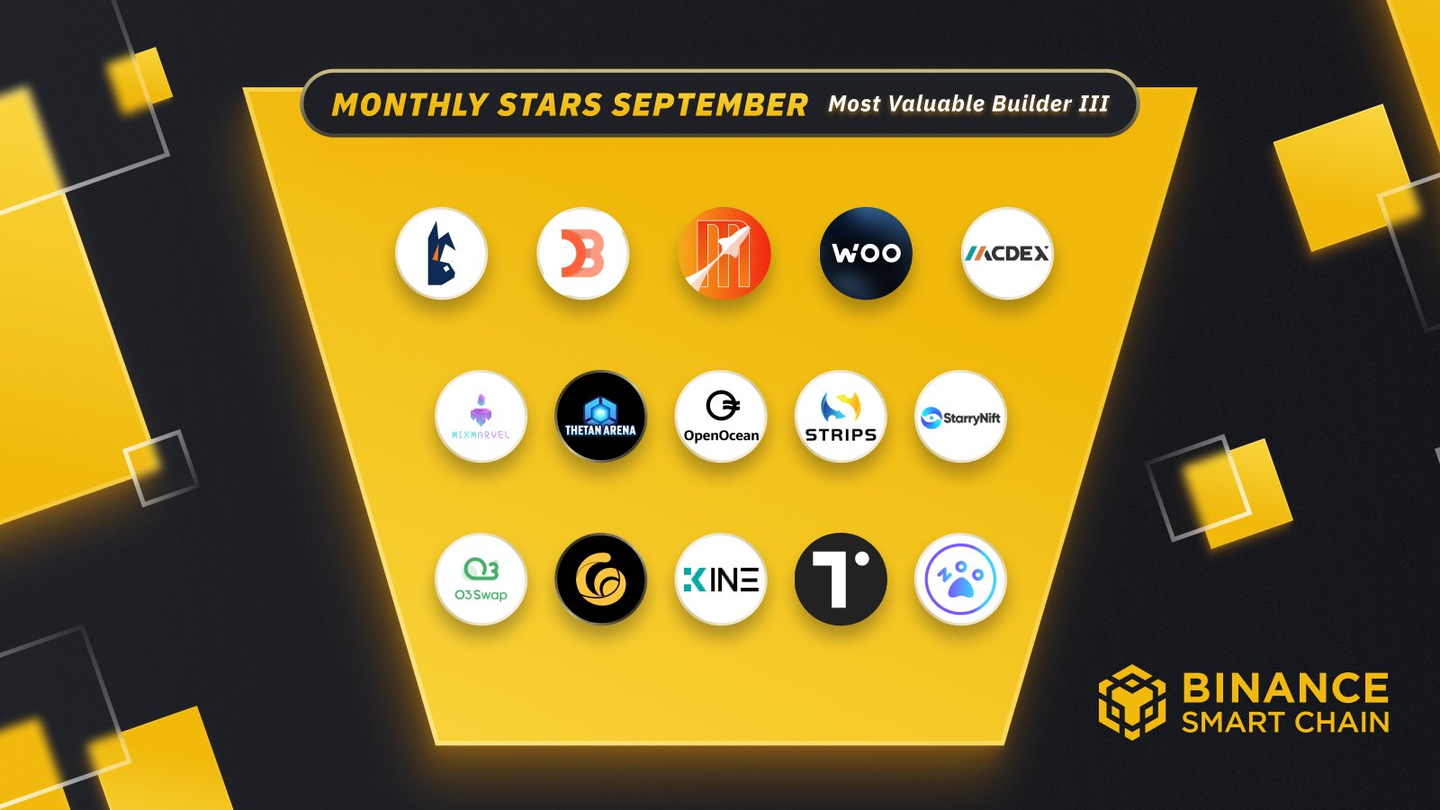 BNB Chain on Twitter: "Your #MVBIII Monthly Stars September🥳 Are you building a project on BSC ...