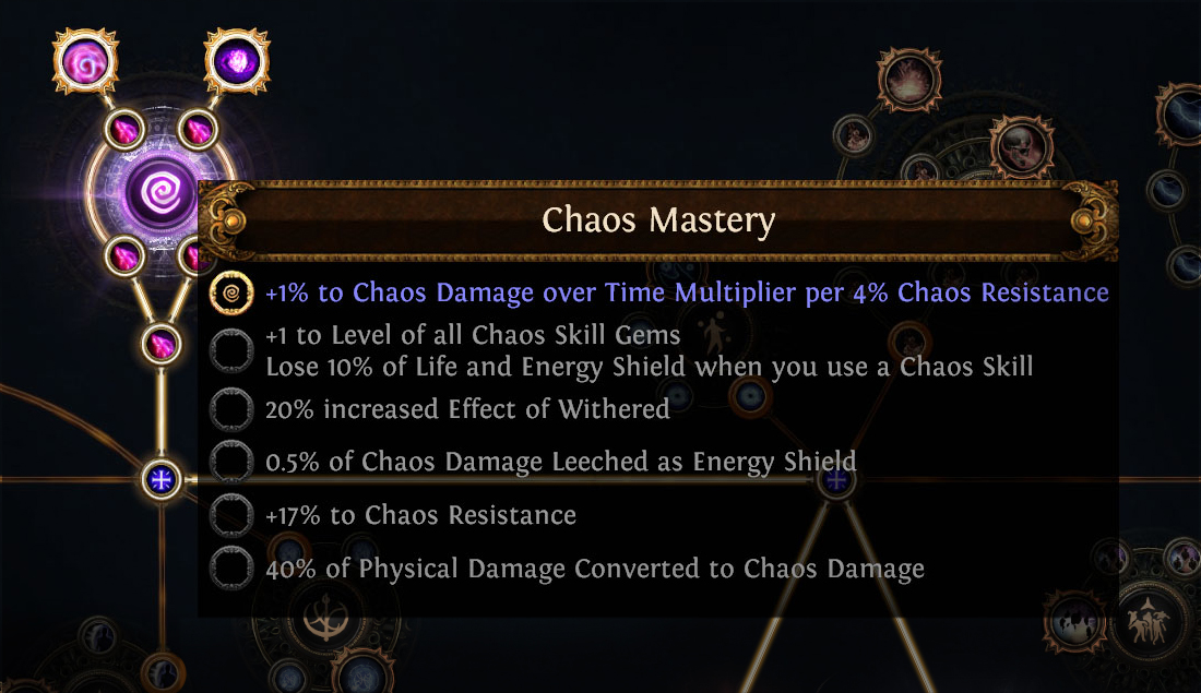 The Chaos Mastery can be accessed via Chaos-themed passive skill ...