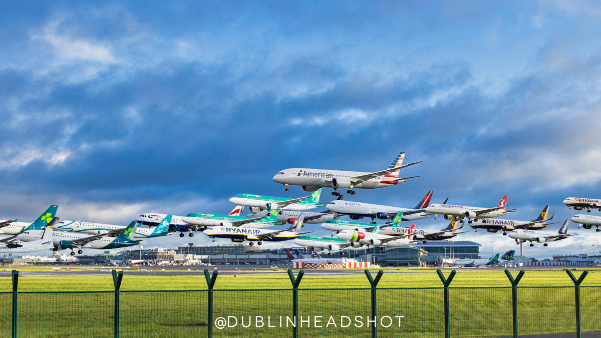 Multiple Airplanes Taking Off