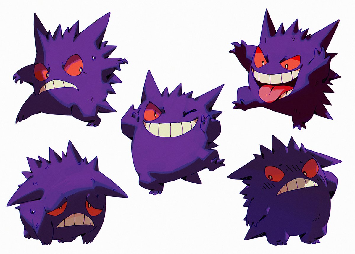 gengar pokemon (creature) tongue no humans teeth white background ...