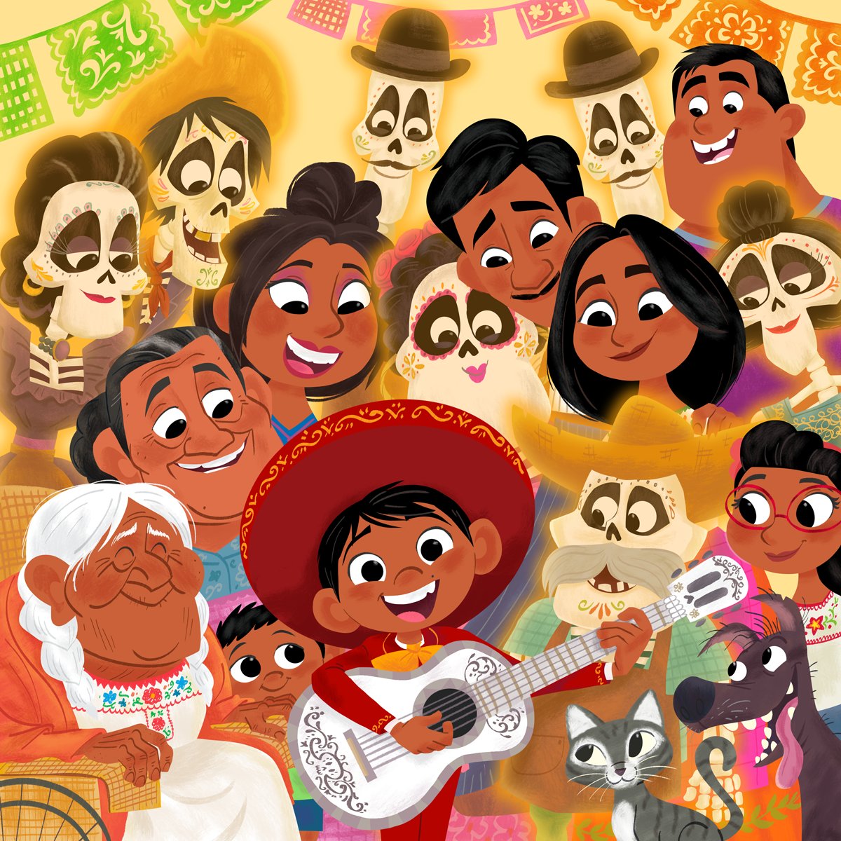 Happy Latino Family Cartoon
