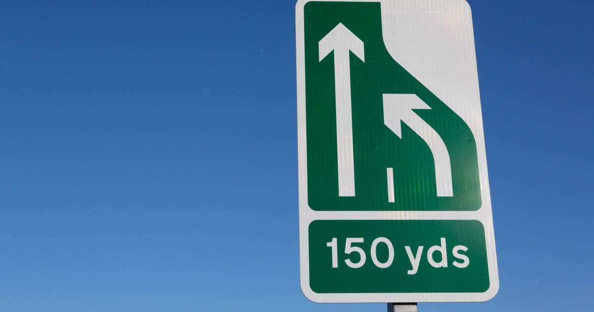 Reduction In Lanes Sign