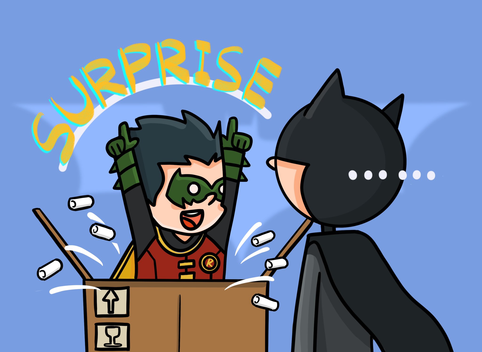 Cute Batman And Robin Drawing