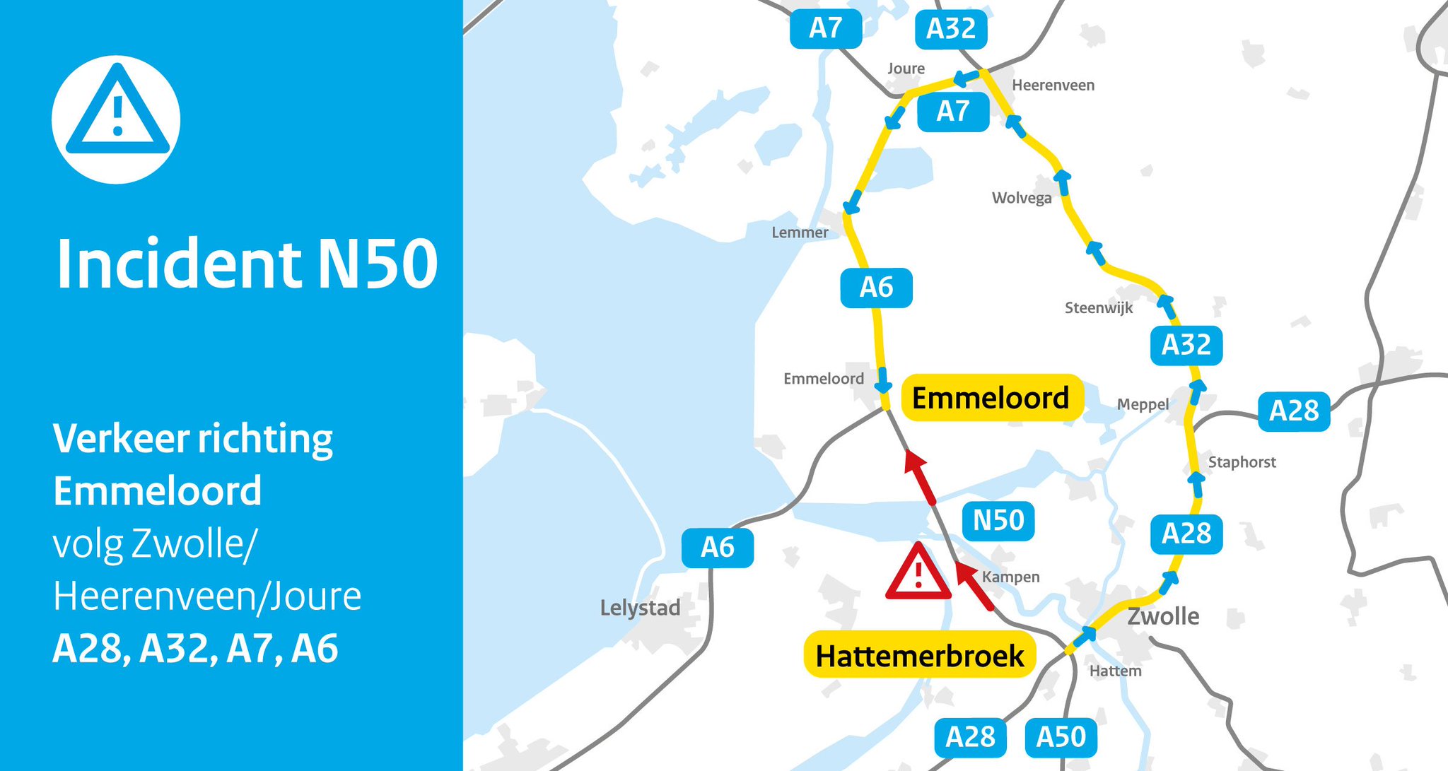 Rijkswaterstaat Verkeersinformatie on Twitter: "⛔ | Tussen Kampen-Noord en Ens (#N50) is de ...