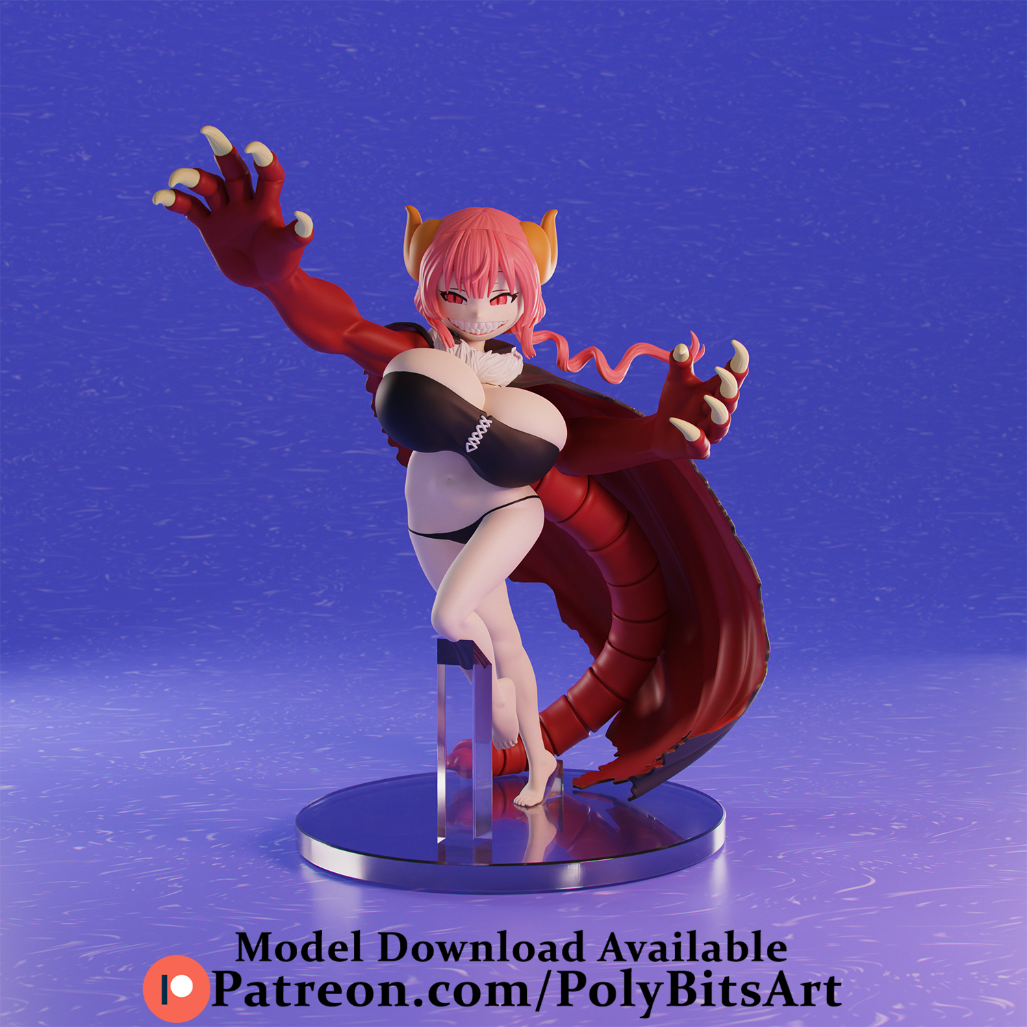 Poly Bits on Twitter: "Iruru from Kobayashi's Dragon Maid is complete and available for 3D ...
