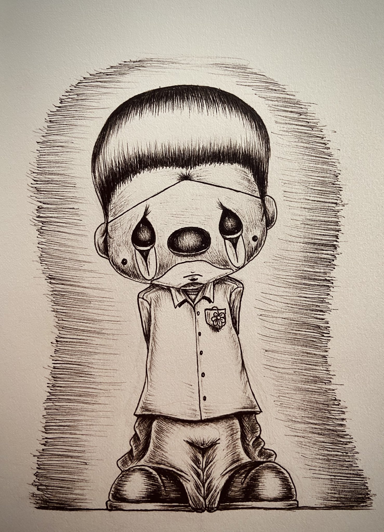 Sad Gangster Clown Drawing