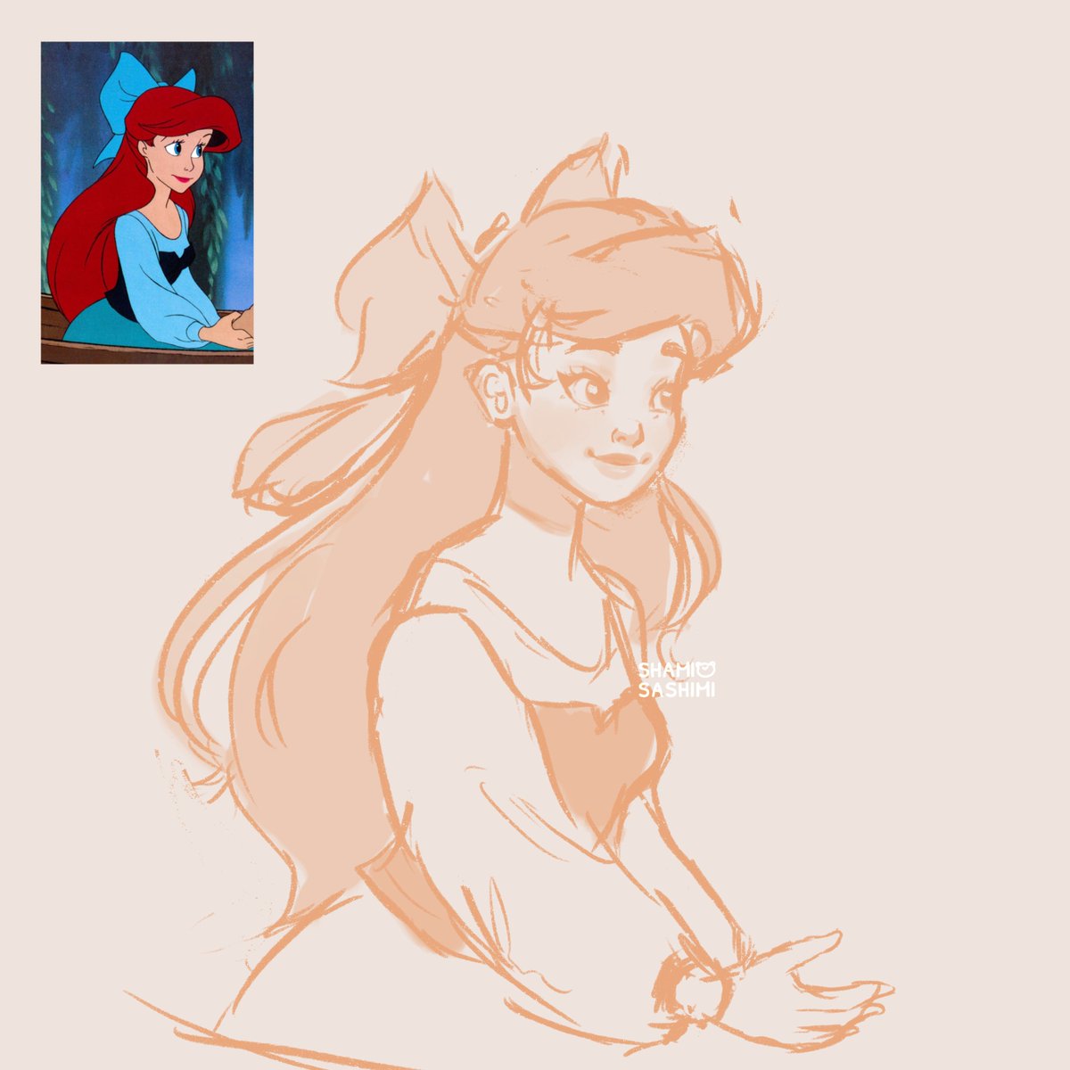 「short ariel sketch as a warm up! reall」|shami 🌼のイラスト