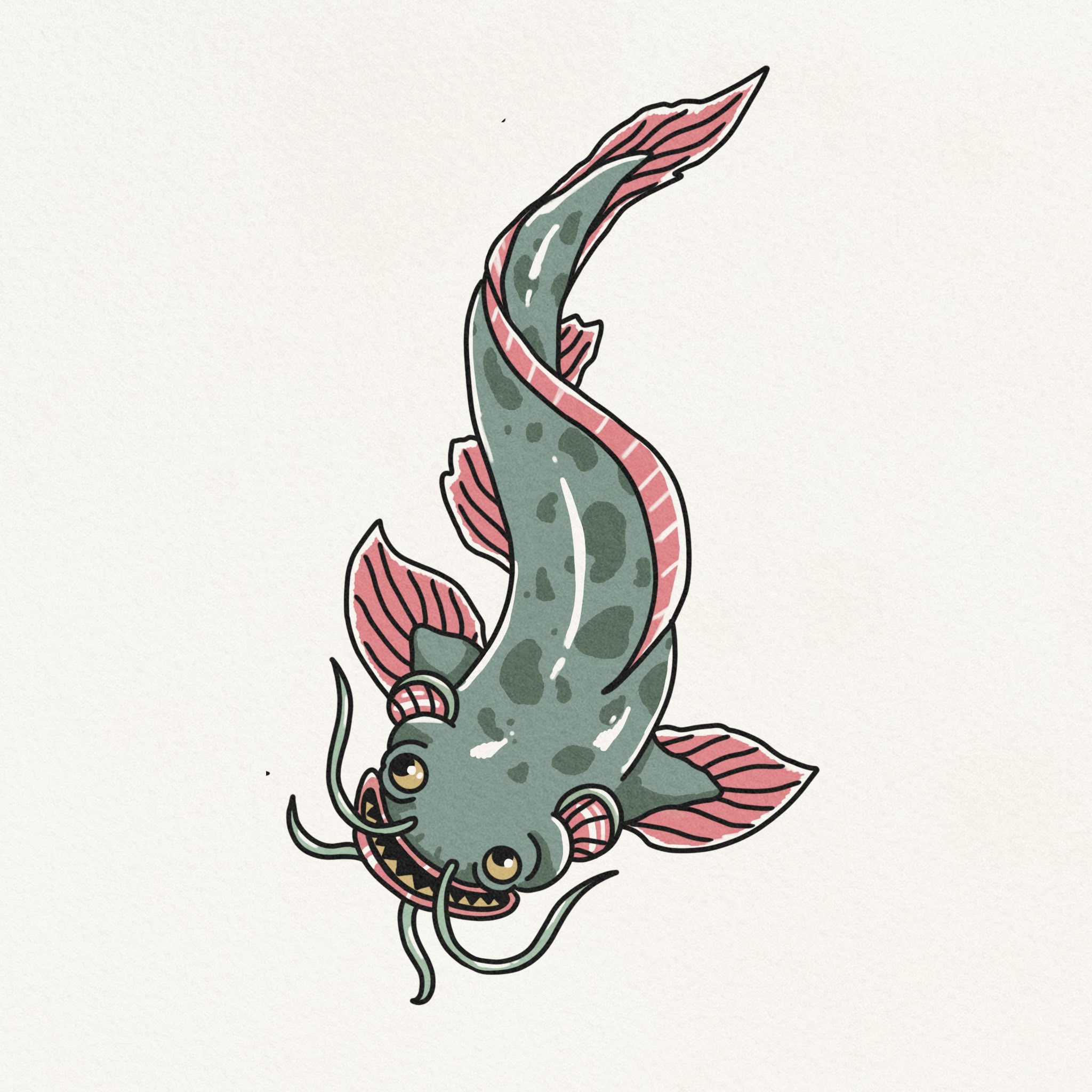 Catfish Drawing Tattoo