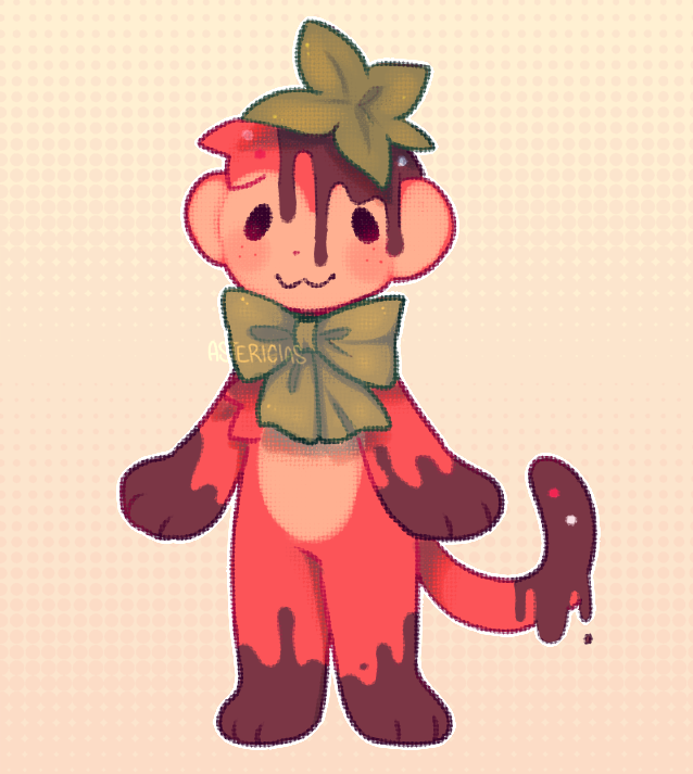 「i made a strawberry monkey look at it 」|aster / matíasのイラスト