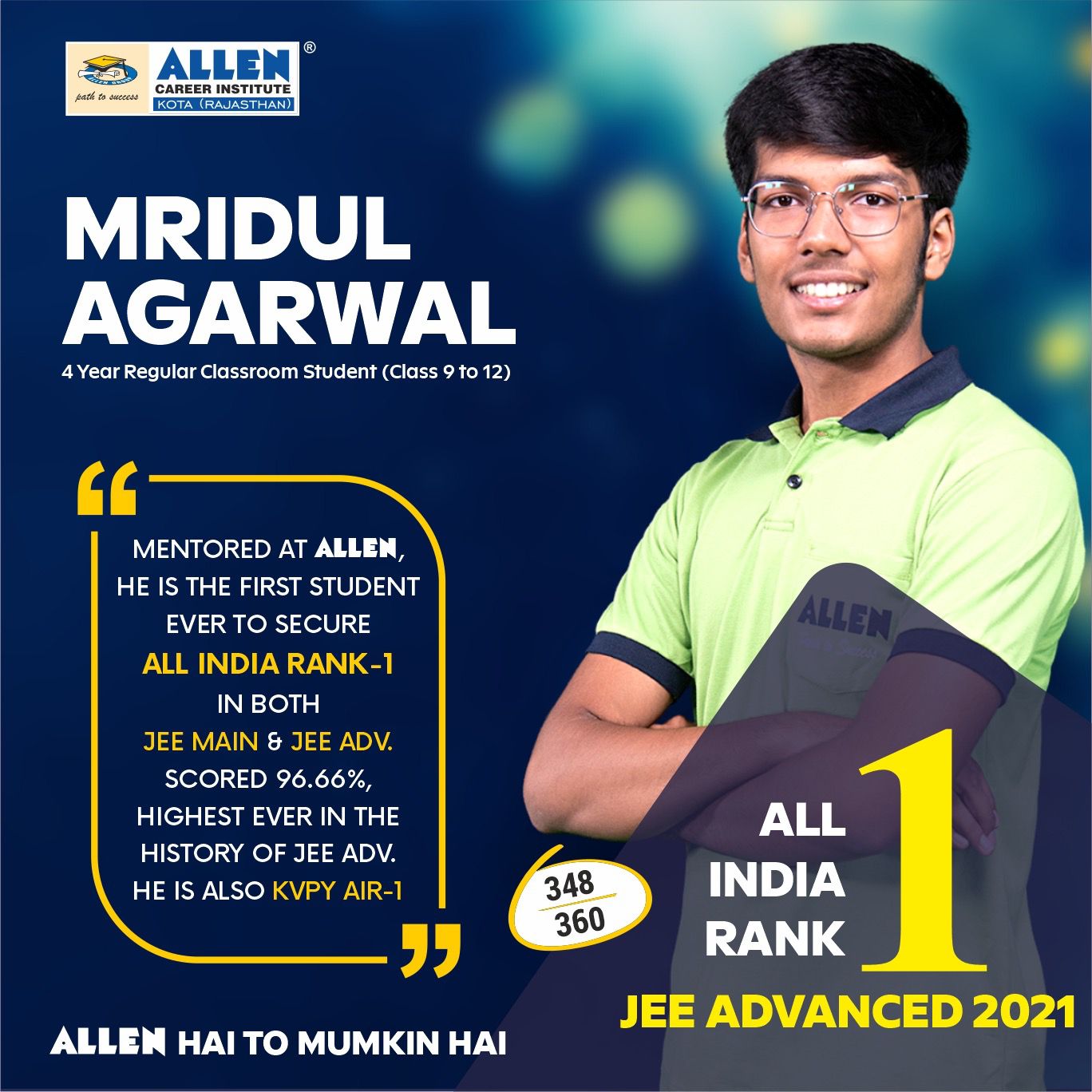 ALLEN Career Institute on Twitter: "#ALLENsMridulTopsIITJEE Presenting the JEE Advanced 2021 ...