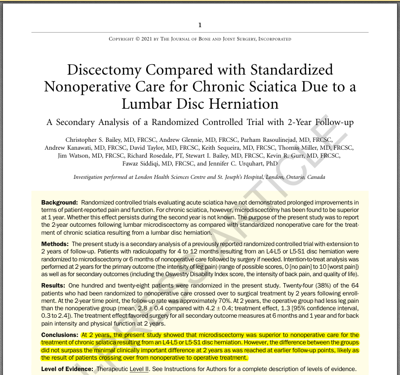 Physio Meets Science On Twitter Discectomy Compared With Standardized