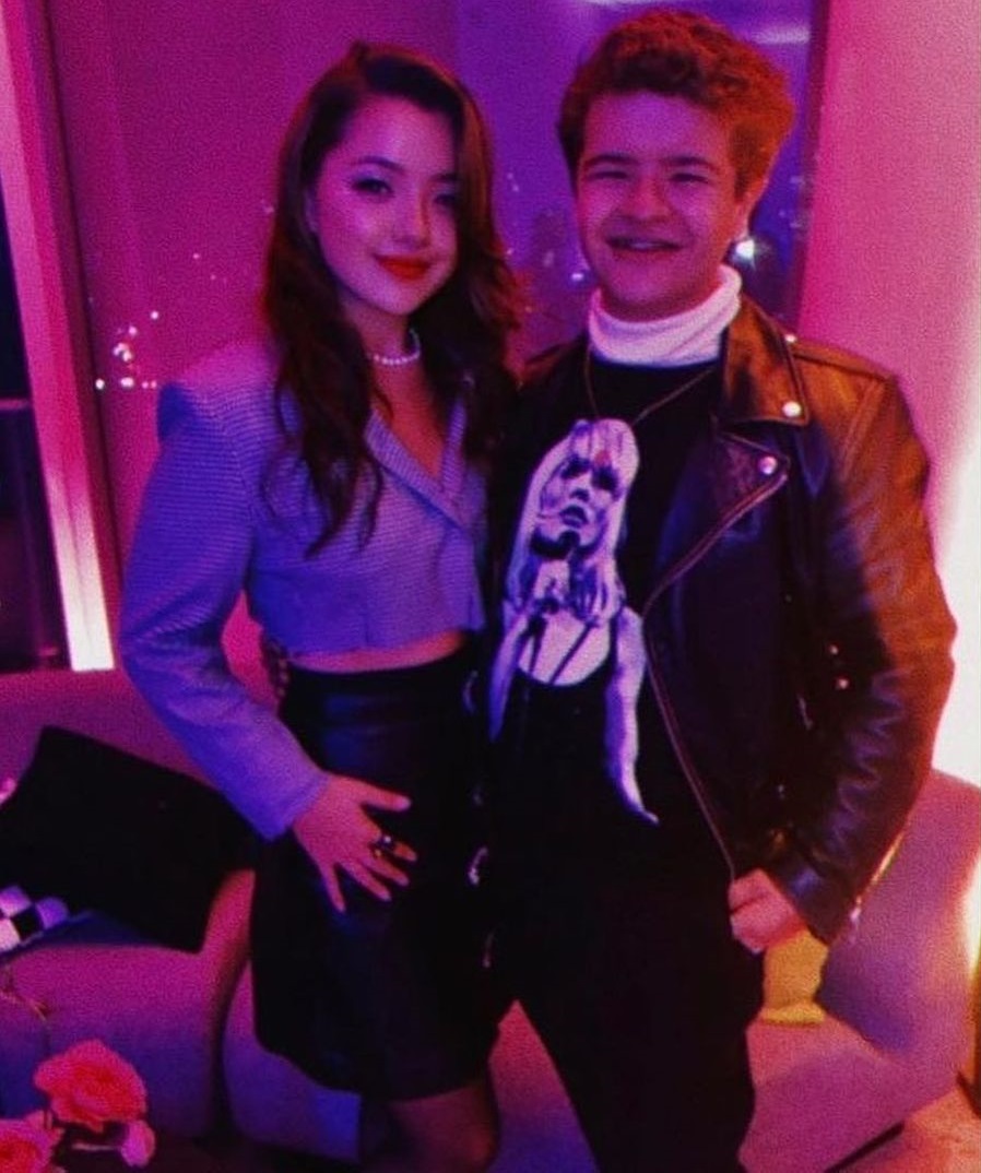 Lizzy Yu L R) Gaten Matarazzo And Elizabeth Yu Attend Netflix's