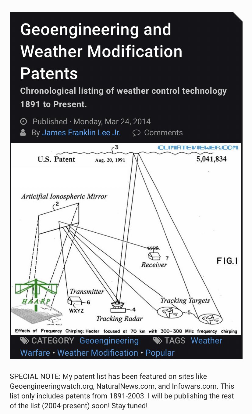 Sält Līfe on Twitter: "There are approximately 204 weather modification patents and ...