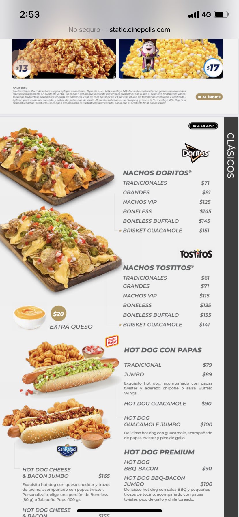 Cinepolis Vip Menu