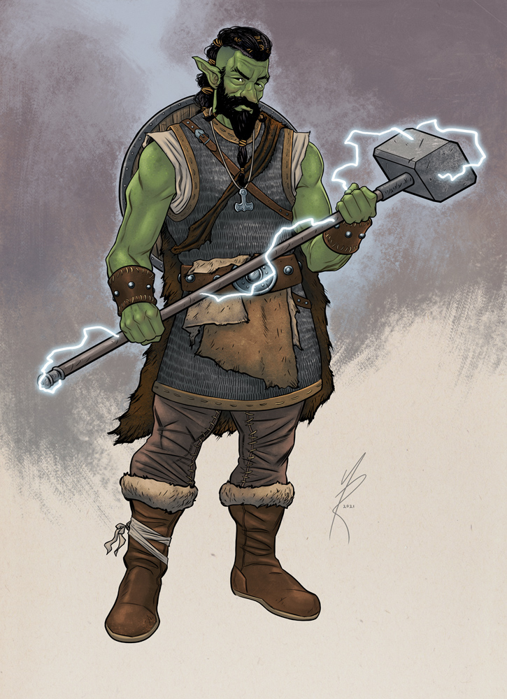 Half Orc Barbarian Hammer