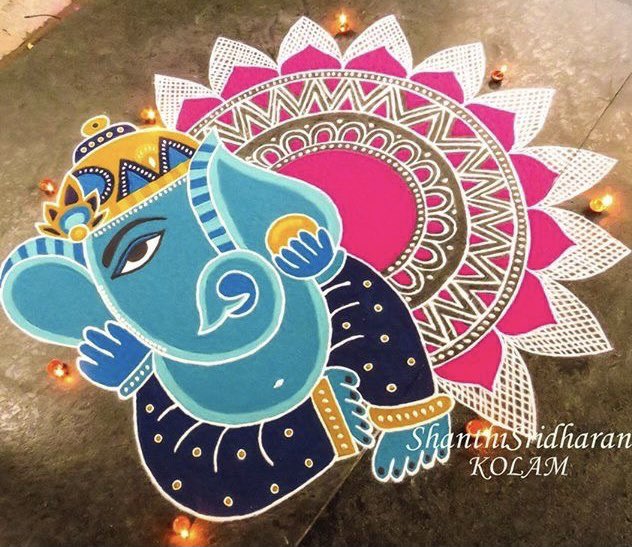 Simple Ganesh Rangoli Designs For Diwali