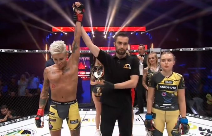 Who competed in the intergender MMA fight in Poland?