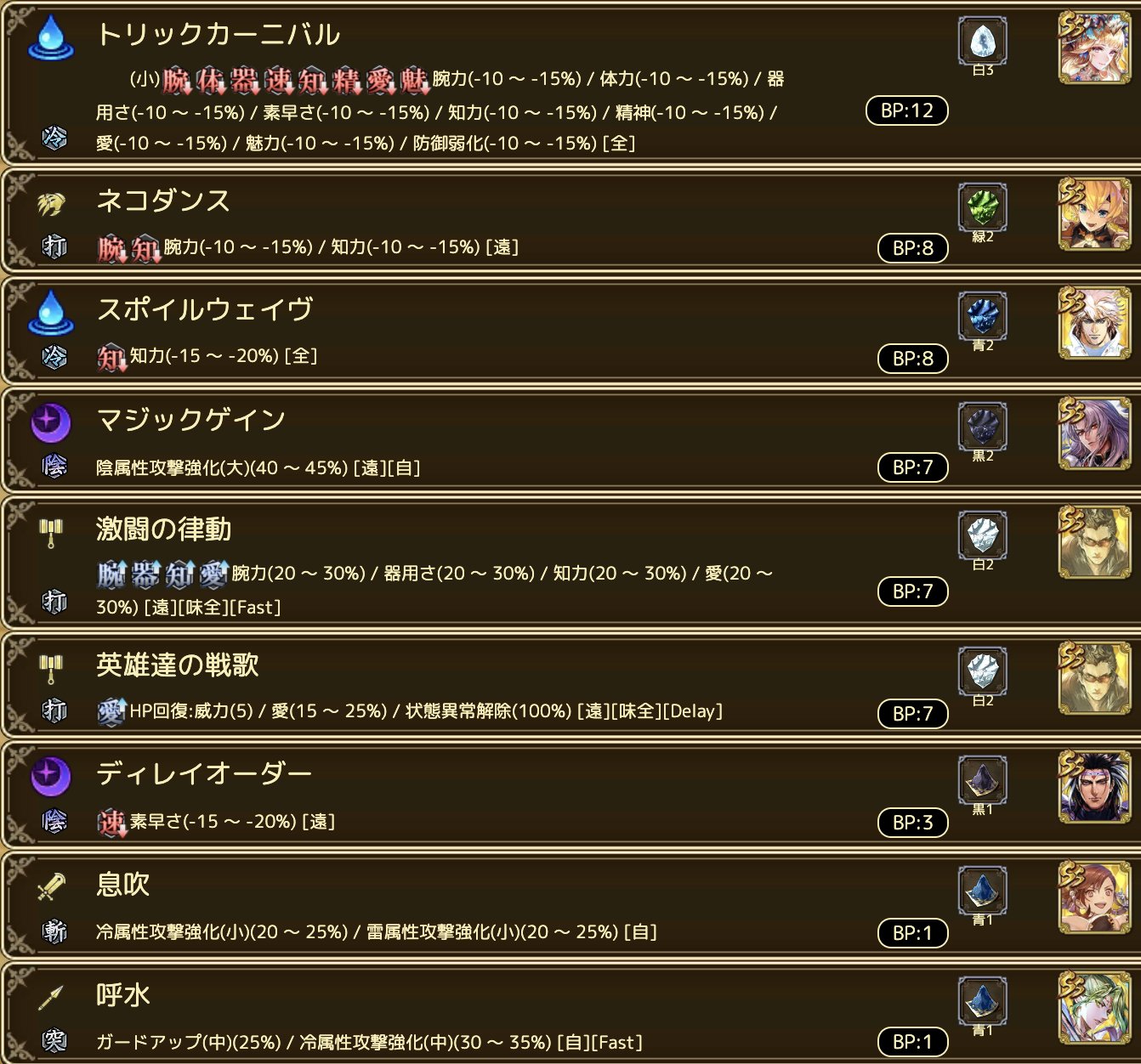 nAo@安静中 on Twitter: "手動で技ランク上げておくと良さそうな一覧 1枚目：バフ・デバフ系（ハードファイアやヒロイズムなどは割愛） 2枚目：状態異常系 https://t.co ...