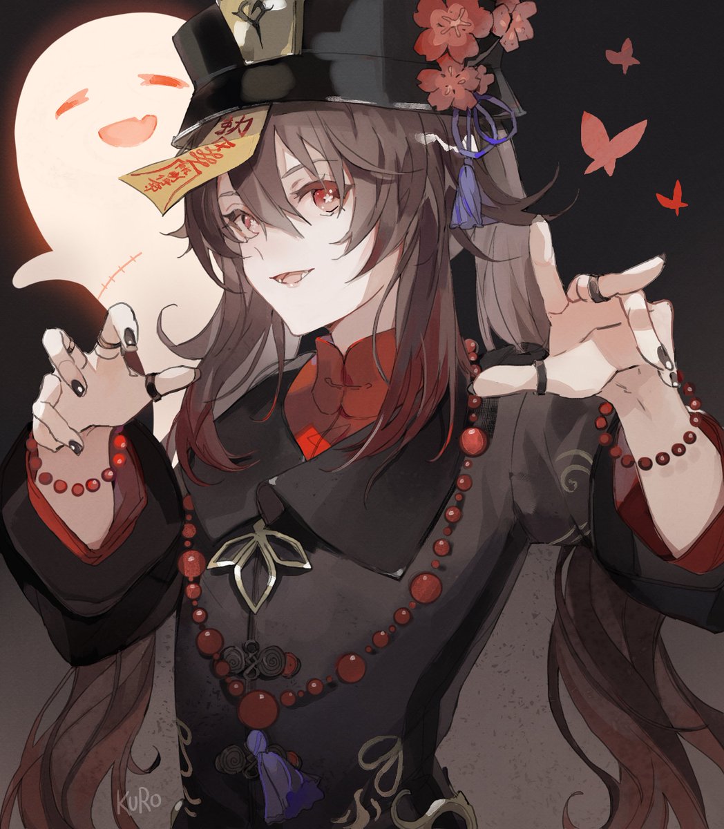 「Hu Tao as zombie for Halloween? #HuTao 」|Kuroのイラスト