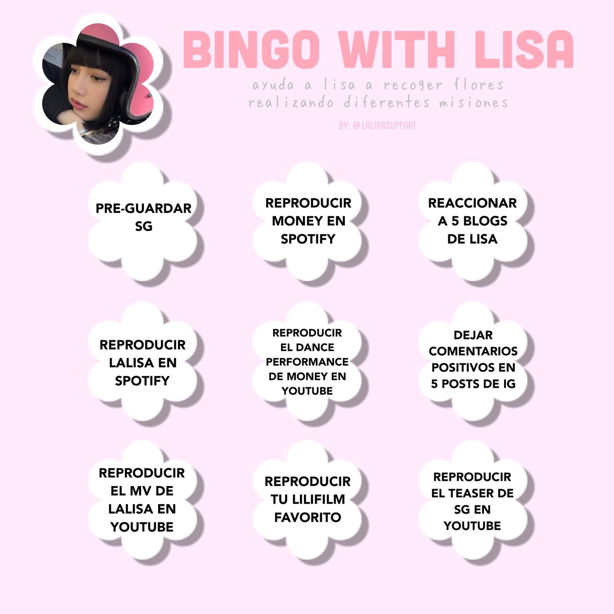 🌸 | BINGO WITH #LISA • ¡ayuden a LISA a recoger las flores completando ...