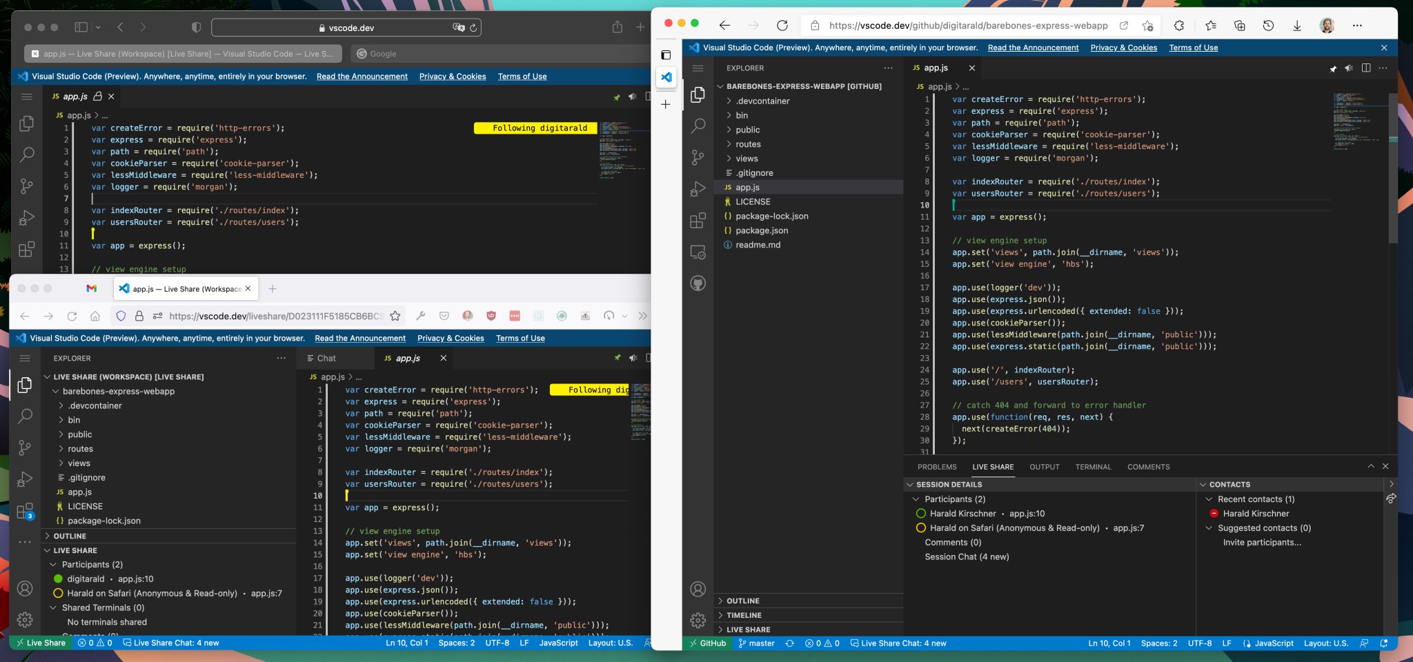 Harald Kirschner on Twitter: "Collaborative coding in the browser just one link-click away! Live ...