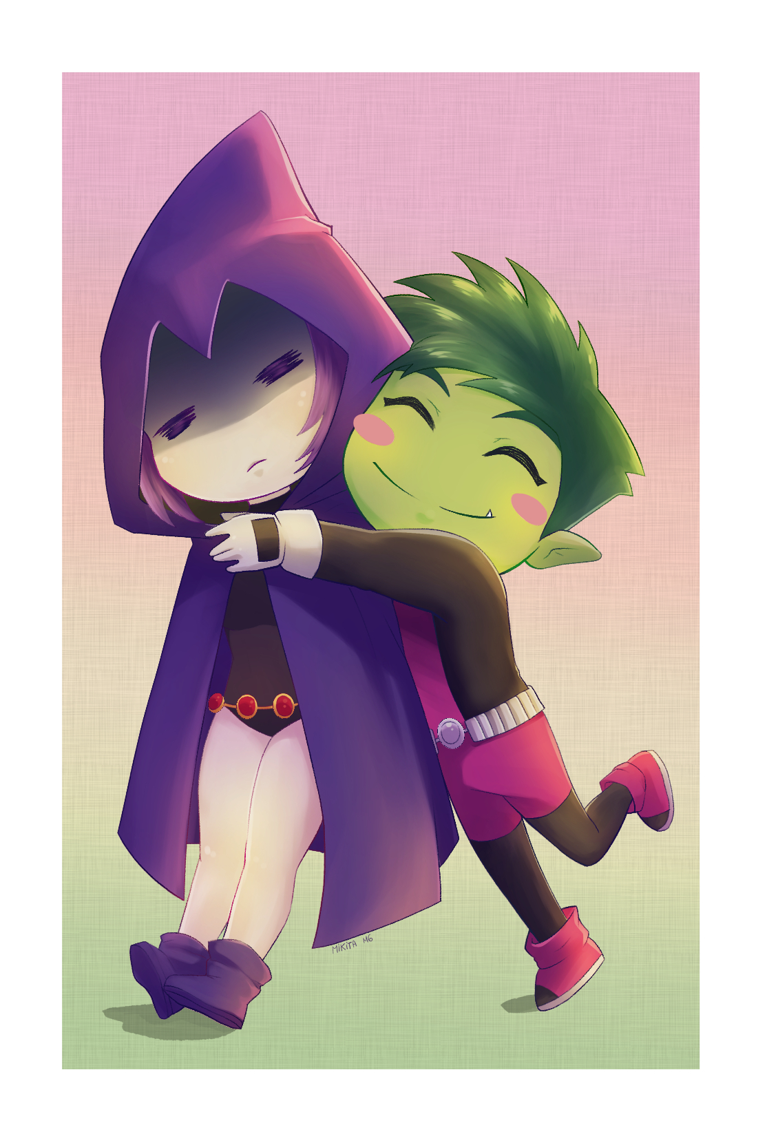 Raven And Beast Boy Hug