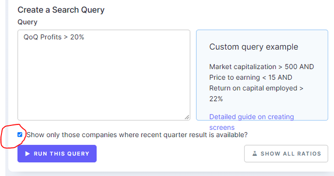 Q&A 167 How to #screener for companies for QoQ Profit> 20% where ...