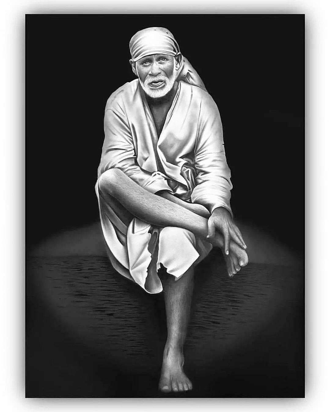 Shirdi Sai Baba Wallpaper Black And White