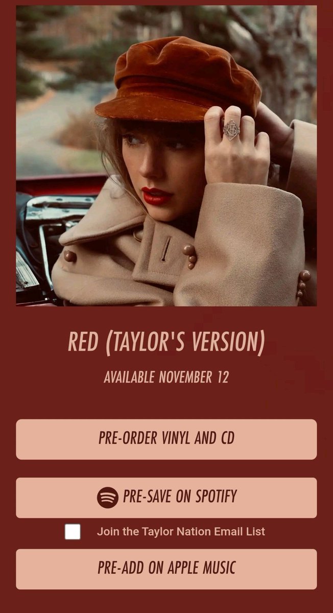 Red vinyl gonna look soooo preeeetttyyy. Tay Tay i'll be waiting for ...