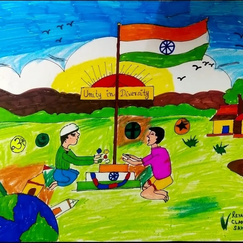 Independence Day Drawingunity In Diversity Drawing Easy Easy And