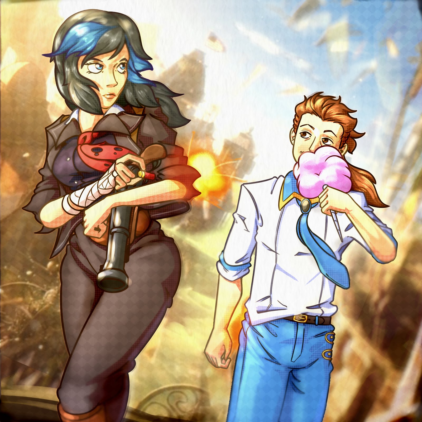 Bioshock Infinite Booker And Elizabeth Fan Art