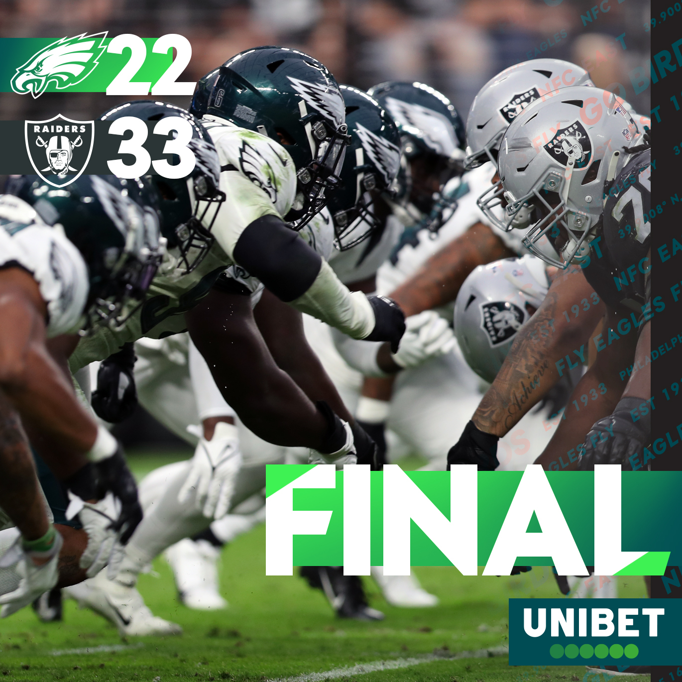 Philadelphia Eagles on Twitter: "Final from Vegas. @UnibetUS | #PHIvsLV https://t.co/mOGXYrcjk9 ...