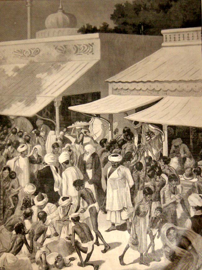 Photo of Hindus praying to Nandi outside the Temple for relief of ...