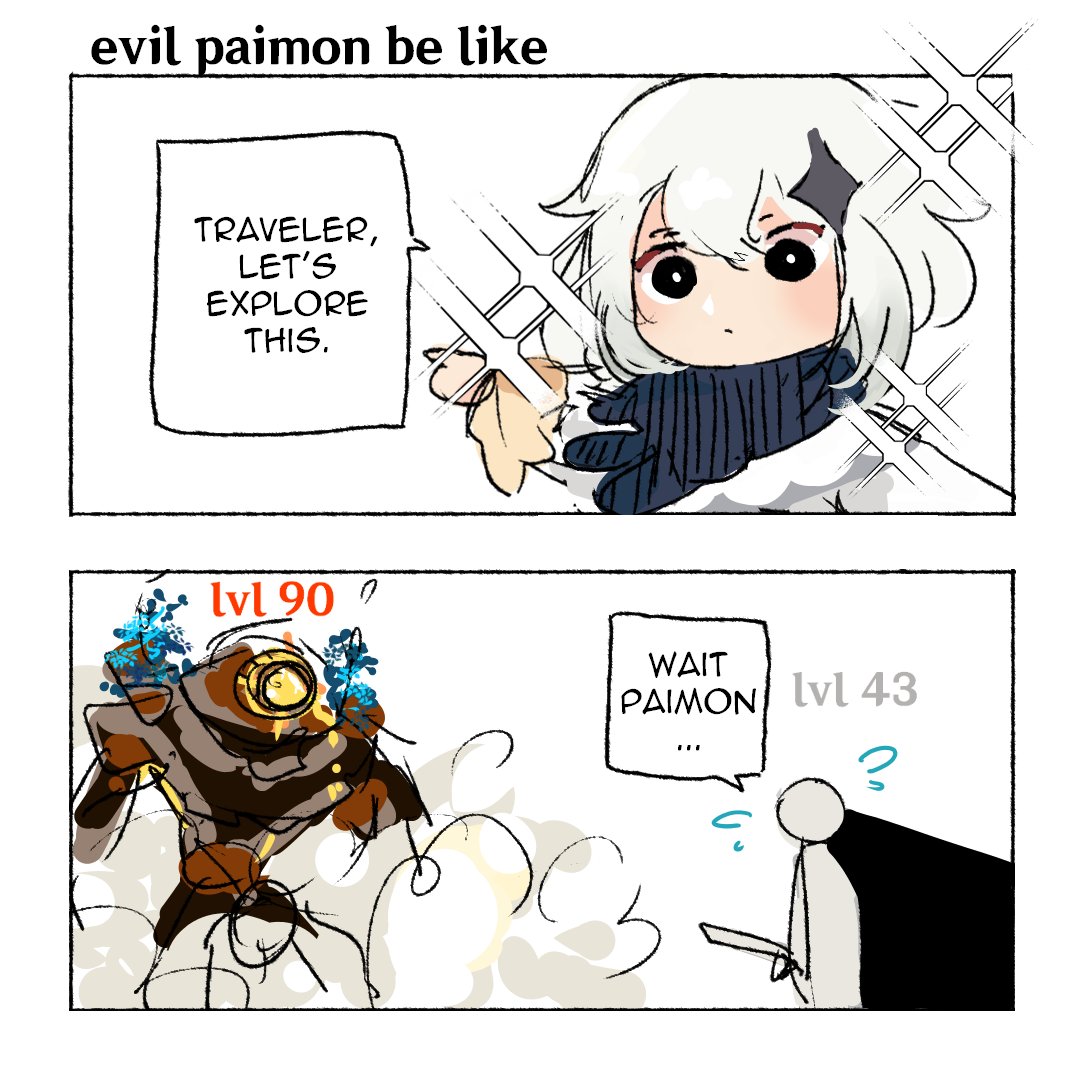「Evil Paimon be like: #GenshinImpact #原神 #fanart (original me」baku 🍥の漫画