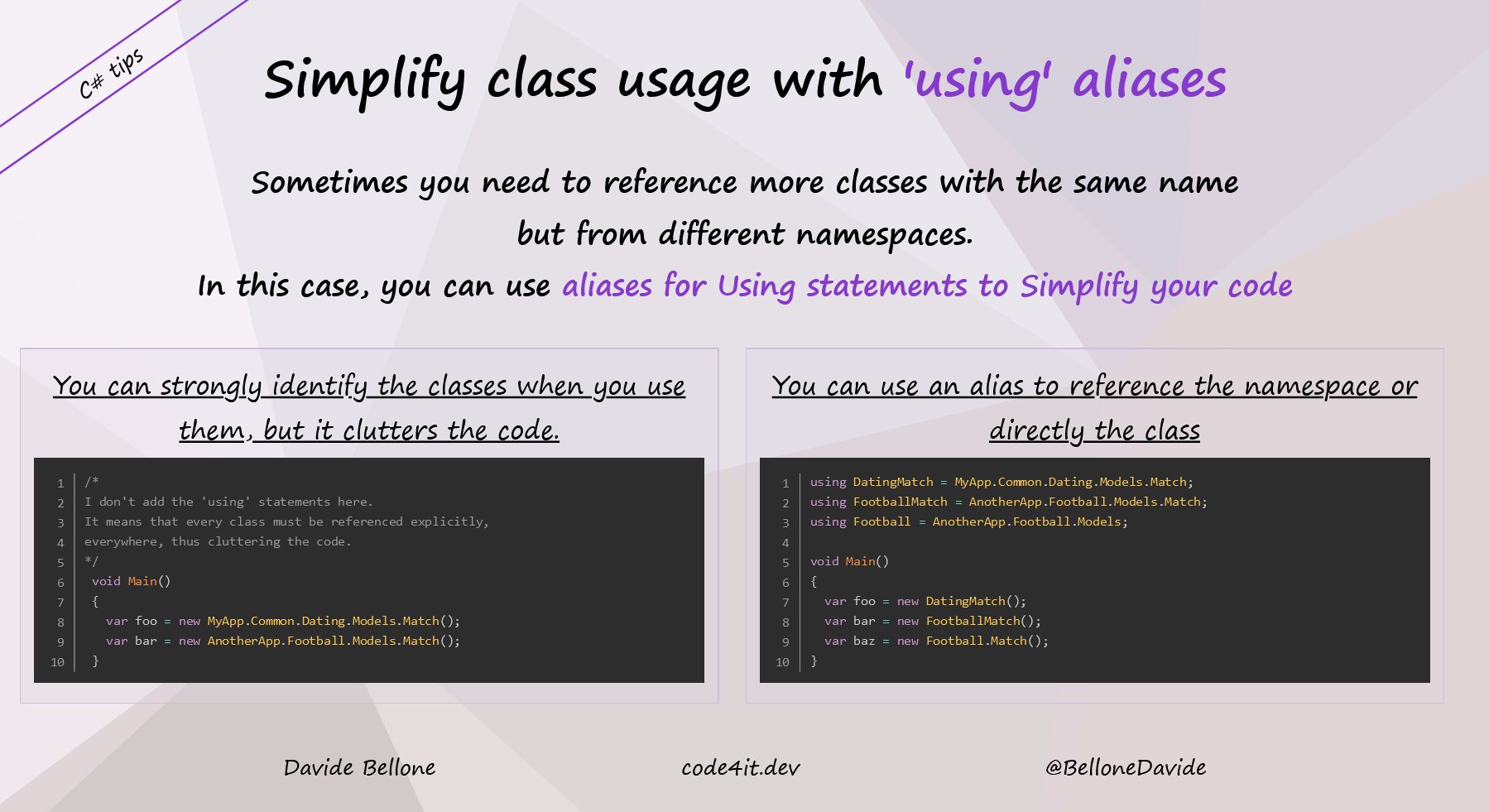 .NET on Twitter: "With a simple alias you can simplify your code and make it more readable ...