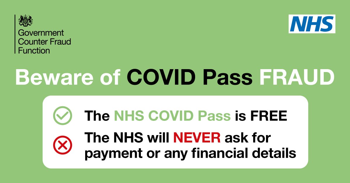 NHS on Twitter: "The NHS COVID Pass is available for free on the NHS App. ⚠ We never ask for ...