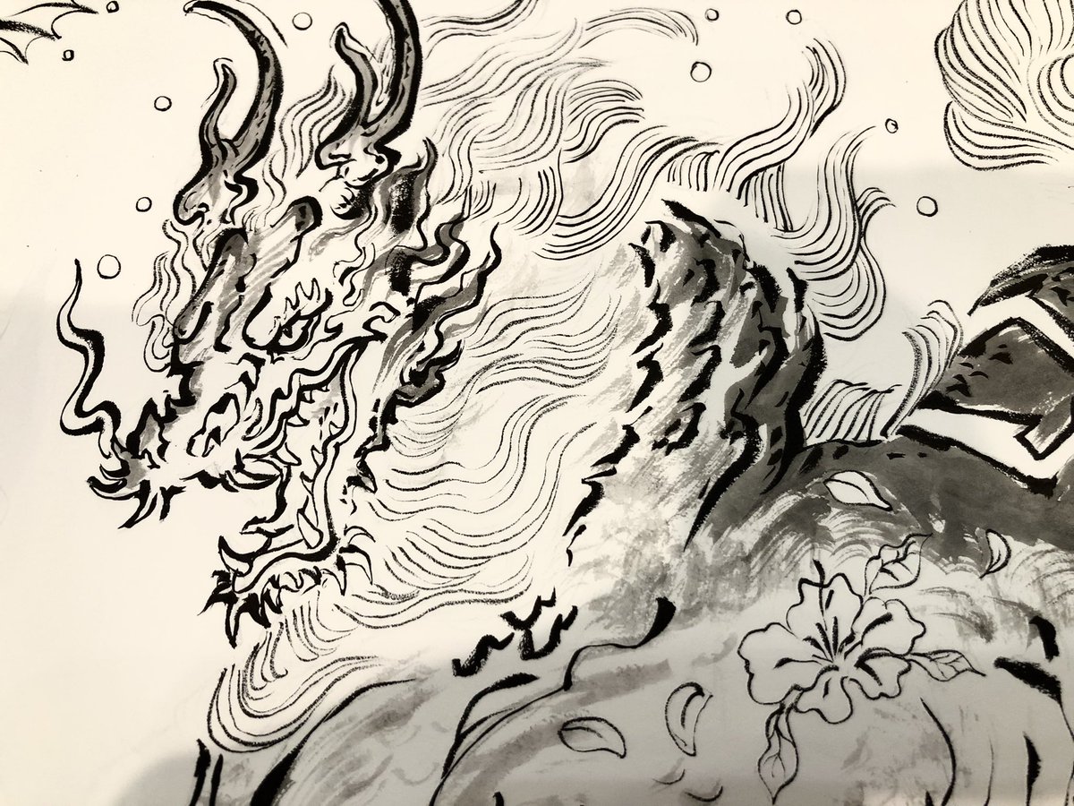 「water qilin 💧 11x14" sumi ink 」⚫️ Lunaurum Art ⚫️の漫画