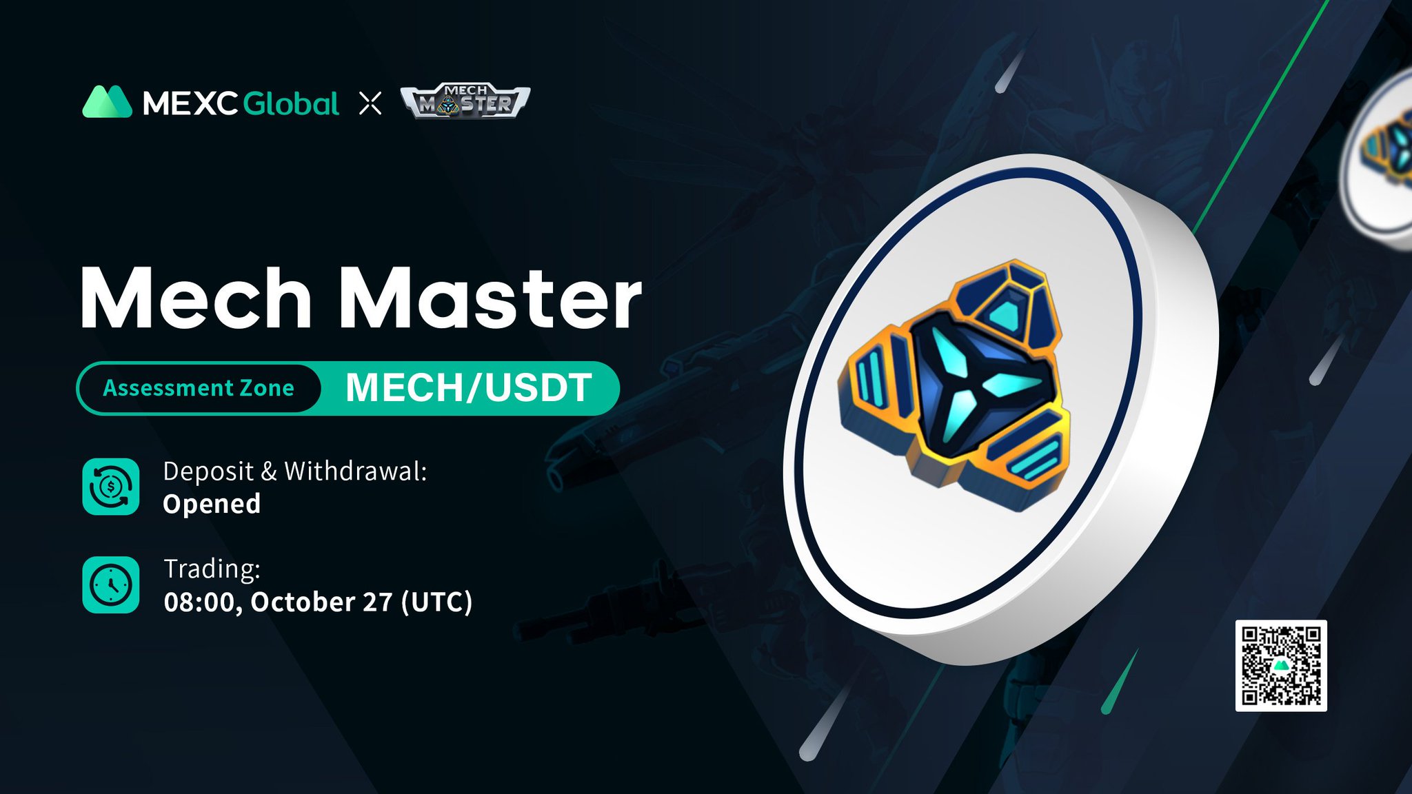 MEXC Global on Twitter: "$MECH/USDT trading goes live at 08:00 Oct 27 (UTC) 📈 Deposit now ...