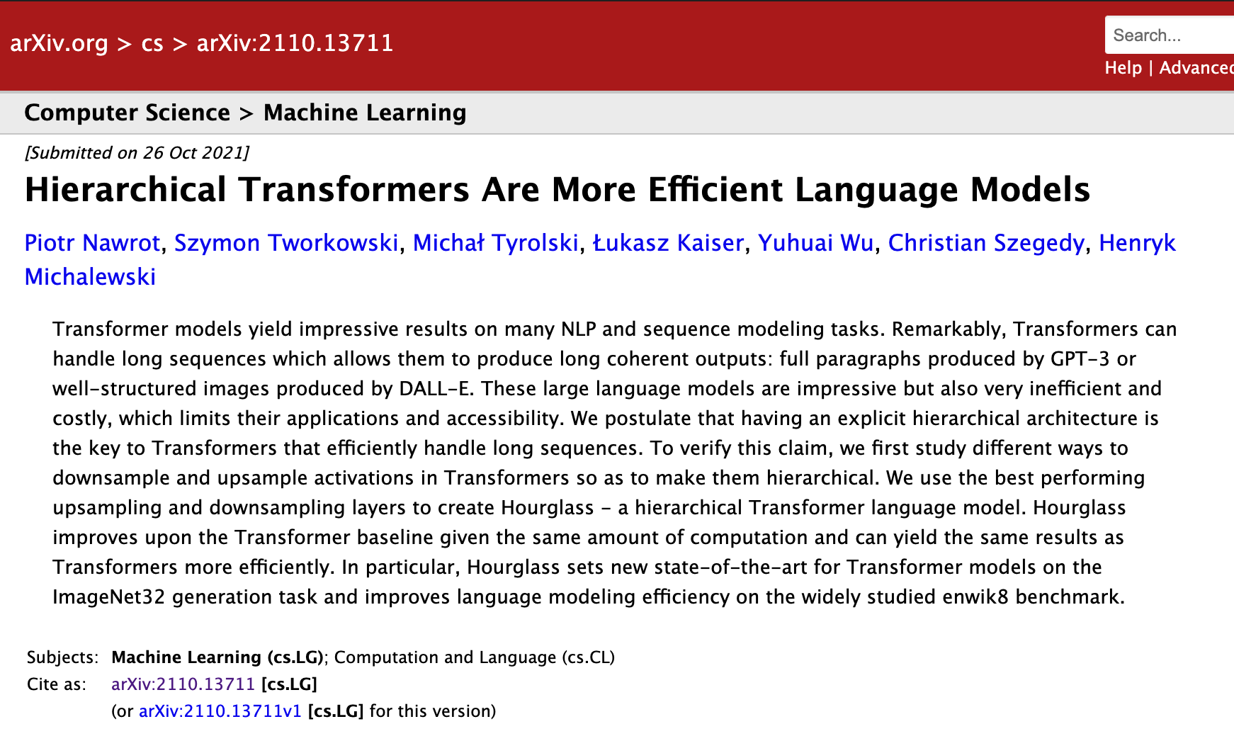 elvis on Twitter: "Hierarchical Transformers Are More Efficient Language Models "We postulate ...